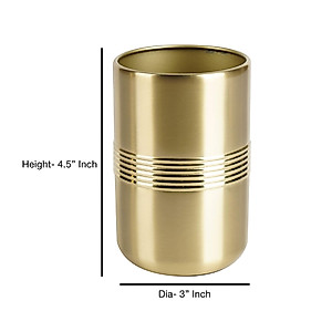 nu steel Nusteel Jewel Decorative Tumbler Cup for Bathroom Vanity Countertops for Rinsing,Drinking,Storing Dental Accessories and Organizing Makeup Brushes,Eye Liners, Rich Gold Finish (JW5H)