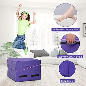 BLKMTY Gymnastics Mat Tumbling Mats Folding Mat 48"x24" Gymnastics Equipment Incline Mat Cheese Wedge Skill Shape Indoor/Outdoor Exercise Mat Yoga Mat for Kids Play Home Exercise Aerobics, Pink