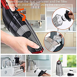 Fityou Handheld Vacuum Cleaner Cordless, Rechargeable (USB Charge), Powerful Suction Cleaner, Portable Hand Vacuum for Pet Hair Home and Car Cleaning, Wet & Dry