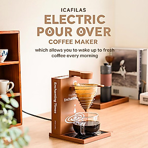 Electric Pour Over Coffee Machine Automatic ,One Button Press Drip Electric Coffee Maker with Elegant Design for Car Camping Hiking Outdoors Portable Use,10oz 400W Americano Dripper (Classical White)