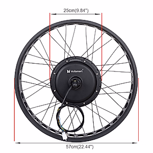 Voilamart 26" Electric Bike Conversion Kit Rear Wheel, with 3.23" Width Rim 48V 1500W E-Bike Hub Motor Kit with Intelligent Controller and PAS System, Restricted to 750W for Road Bike(Without Battery)