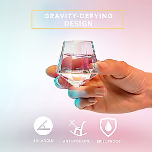 Dragon Glassware Shot Glasses, Iridescent Diamond Shaped Glass Set, Cute and Unique Barware, Naturally Aerates, Dishwasher Safe, 2 oz Capacity, Set of 4