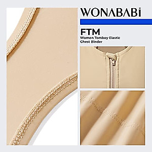 Wonababi Chest Binder Corsets for Transgender, Binder Trans with Zipper Half Length Comfortable Flat Tank Top FTM Binder Bra