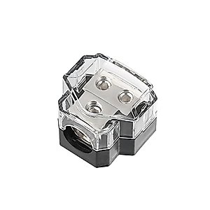 X AUTOHAUX 2pcs 0/2/4 Gauge in 4/8 Gauge Out 2 Way Stereo AMP Power Ground Distribution Block for Car Audio Splitter Silver Tone