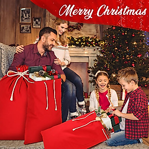 Newwiee 6 Pcs Large Christmas Canvas Gift Bag 26.7 x 19.7 Inch Santa Sublimation Blank Red Bag Reusable Canvas Drawstring Bag Xmas Canvas Sacks for DIY Presents Package Storage Party Supplies