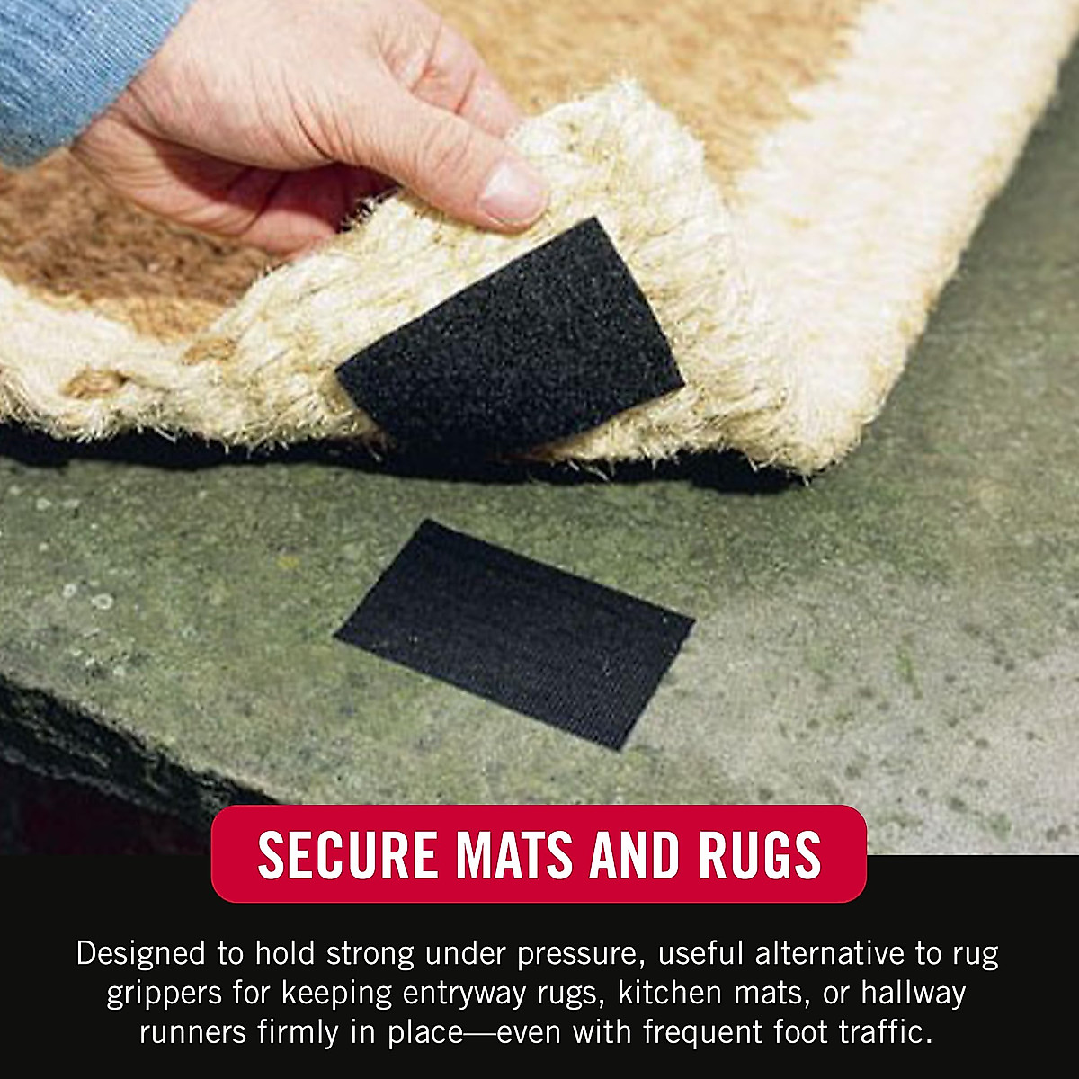 VELCRO Brand Industrial Strength Fasteners | Stick-On Adhesive | Professional Grade Heavy Duty Strength Holds up to 10 lbs on Smooth Surfaces | Indoor Outdoor Use | 4 x 2 inch Strips, 2 sets, Black