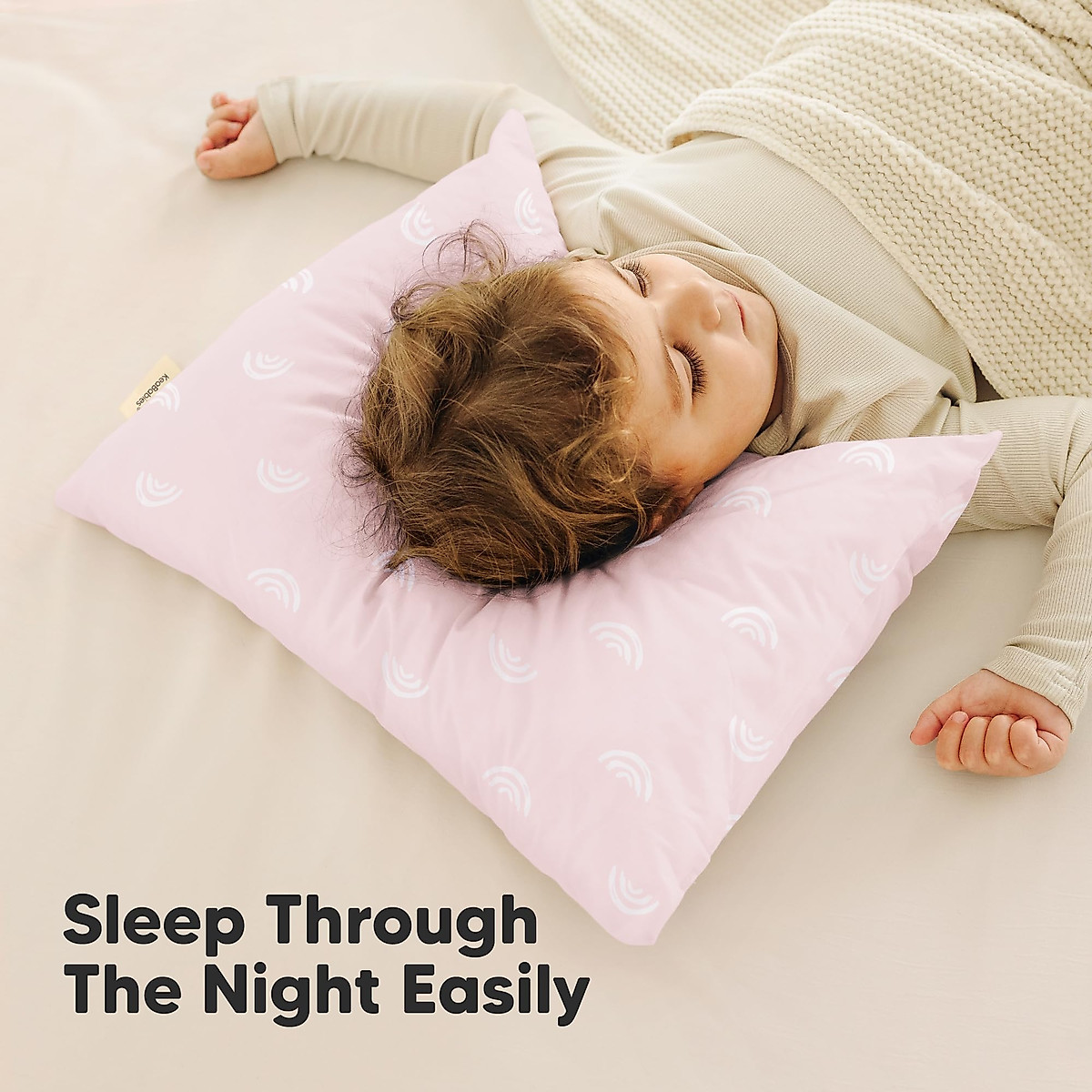 2-Pack Toddler Pillow - Soft Organic Cotton Toddler Pillows for Sleeping - 13X18 Small Pillow for Kids - Kids Pillows for Sleeping - Kids Pillow for Travel, School, Nap, Age 2 to 5(Pastel Rainbow)