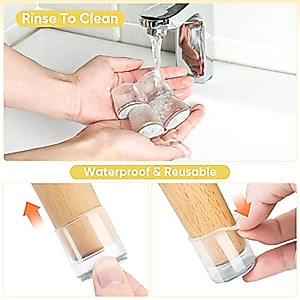 BALEINE 16 Pack Silicone Chair Leg Floor Protectors, Stool Leg Protectors Cap, Non-Slip Chair Leg Caps for Hardwood Floors (Clear & Large, 16 Pack)