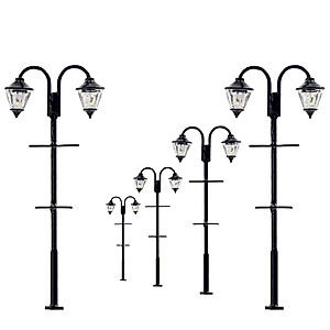 LYM59 5pcs Model Railway Street Lgiht Lamppost Lamp HO Scale 65mm or 2.56inch Two-Heads LEDs