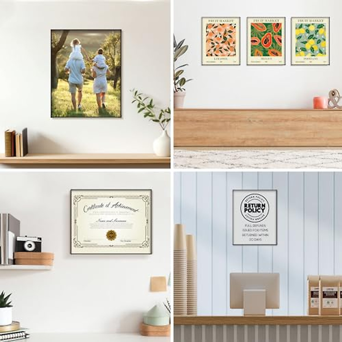 MANTELLO ESSENTIALS 8x10 Picture Frame, 8x10 Frame - Set of 6 - Black Frames 8x10, Picture Frames for Wall and Tabletop