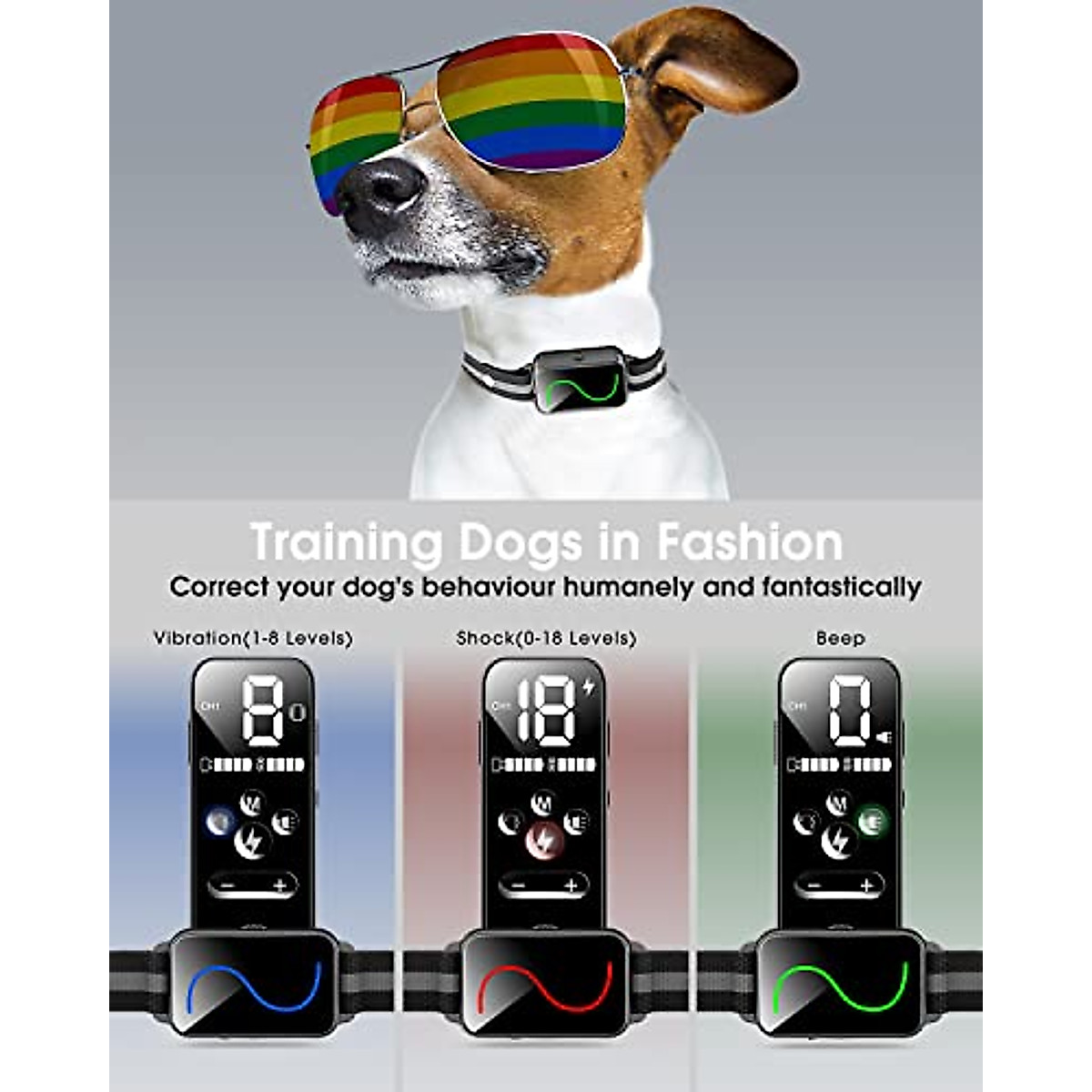 FATEAR Dog Training Collar, Dog Shock Collar with 2600FT Remote Range, Fashion Electronic Collar for Large Medium Small Dogs, Beep/Vibration/Electric Shock, Security Lock, Waterproof