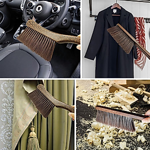 Hand Broom Cleaning Brush, Dusting Brush for Cleaning, Wood Block Hand Brush, Soft Bristle Cleaning Brush for Car Bed Furniture Clothes Garden Couch Draft Wooden Handle with a Nice Lanyard