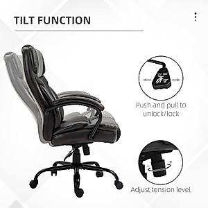 Vinsetto 484LBS Big and Tall Ergonomic Executive Office Chair with Wide Seat, High Back Adjustable Computer Task Chair Swivel PU Leather, Brown
