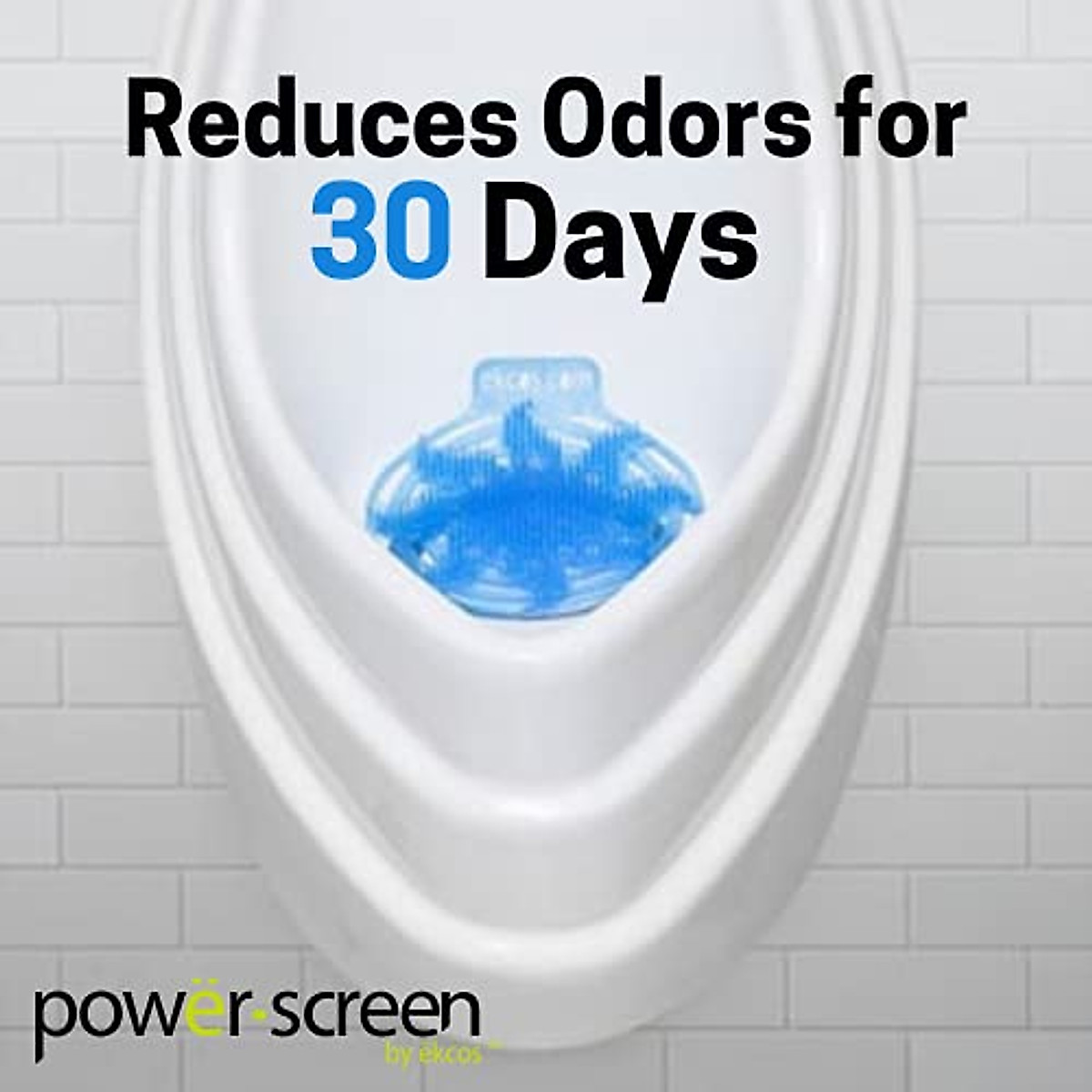 Ekcos Power Screen PWR-3B-10 Diversey 30 Day Premium Anti-Splash Urinal Screen and Deodorizer - Fits Most Top Urinal Brands, 8" x 7" Blue/Fresh (10 Pack)