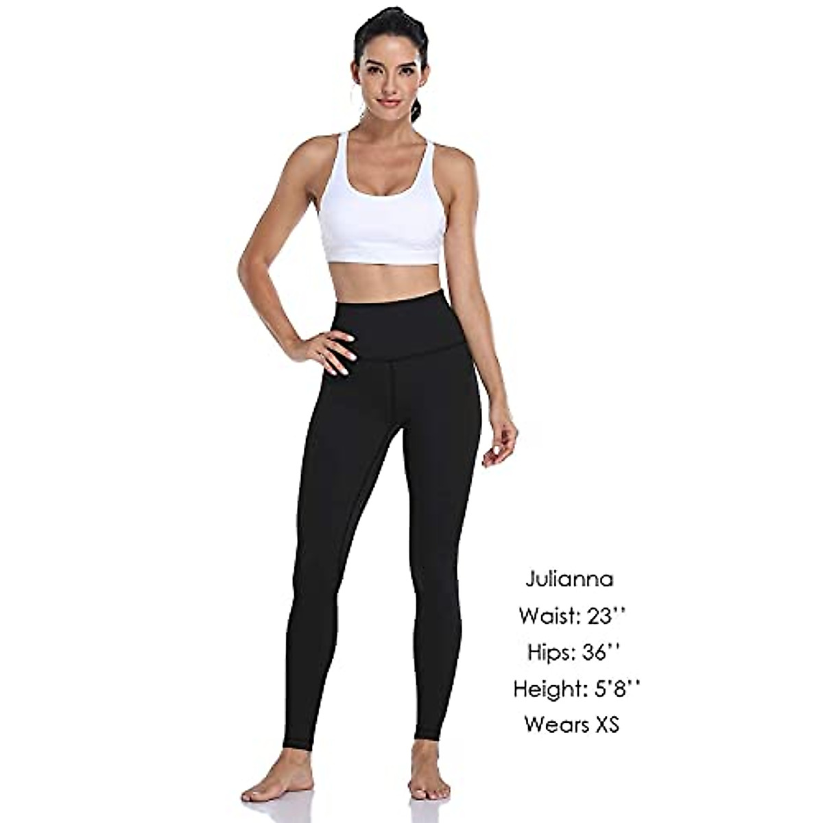 HeyNuts Essential High Waisted Yoga Leggings for Tall Women, Buttery Soft Full Length Workout Pants 28'' Black S(4/6)