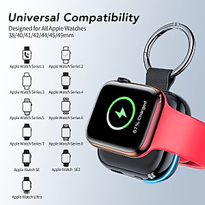 HUOTO Portable Charger for Apple Watch,Wireless Magnetic iWatch Charger 1200mAh Power Bank Travel Keychain Accessories Smart Chargers for Apple Watch Series 10/9/8/7/6/SE/5/4/3/2/1/UItra/UItra 2