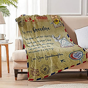 Dfaqehk Grandma Gifts from Grandchildren, Mothers Day Birthday Gifts for Grandma, Best Gift for Grandma from Granddaughter, Thoughtful Grandmother Gift Ideas Throw Blanket 60 x 50 Inch