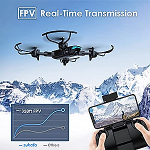 WiFi FPV Drone with 1080P HD Camera, Zuhafa ,40 Mins Flight Time,Foldable Drone for Beginners,Altitude Hold Mode, RTF One Key Take Off/Landing,3D Flips 2 Batteries, APP Control, Easy Toy for Kids & Adults