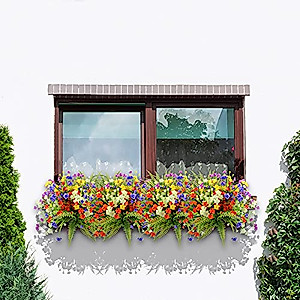 STYLIFING 12 Bundles Artificial Fake Flowers for Outdoor Decoration, UV Resistant Shrubs Plants, Fade Resistant Flowers Faux Plastic Greenery for Indoor Hanging Plants Garden Porch Window Box Wedding