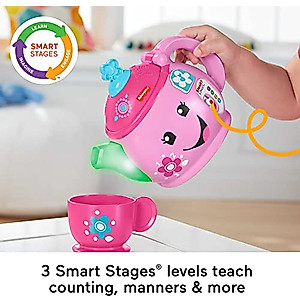 Fisher-Price Laugh & Learn Toddler Learning Toy Sweet Manners Tea Set With Smart Stages For Pretend Play Ages 18+ Months