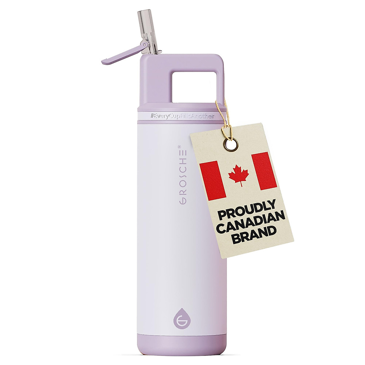 GROSCHE Alpine Flip n' Sip 20 oz Insulated Water Bottle - Stainless Steel, Leakproof Flask with Straw - Perfect for Gym, Travel & Outdoor Use - Keeps Water Cold up to 60 hrs - Lavender