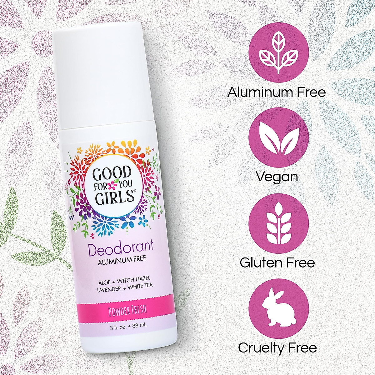 Good for You Girls Aluminum-Free, Natural Deodorant for Kids, Preteens, Teens, Safe & Effective Odor Protection, Clear Roll-On, Vegan, Natural Fragrance | Soft Powder, 3 oz (Pack of 1)