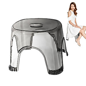 Jextou Acrylic Toilet Stool, Acrylic Bathroom Stools, Clear Bathroom Poop Stool for Adult, Non-Slip Waterproof Clear Foot Rests, Corner Bench for Bathroom Bedside, Step Stool for Kid