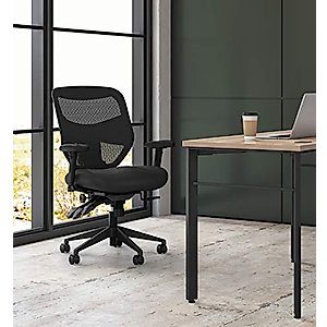 HON Prominent Mesh High-Back Task Chair, with Seat Glide and Height-and Width-Adjustable Arms, Asynchronous Control, Black