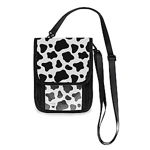 ALAZA Black And White Cow Print Small Crossbody Wallet Purse Cell Phone Bag Rfid Passport Holder with Credit Card Slots