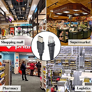 Poyiccot Barcode Scanner USB Cable 2m/6.5ft, RJ45 to USB 2.0 Barcode Scanner Cable Compatible for Honey-Well Barcode Scanner 1900G-HD 1900G-SR 1902G-HD 1300G 1400G 1202G 1900G 1250G 1200G MS7580