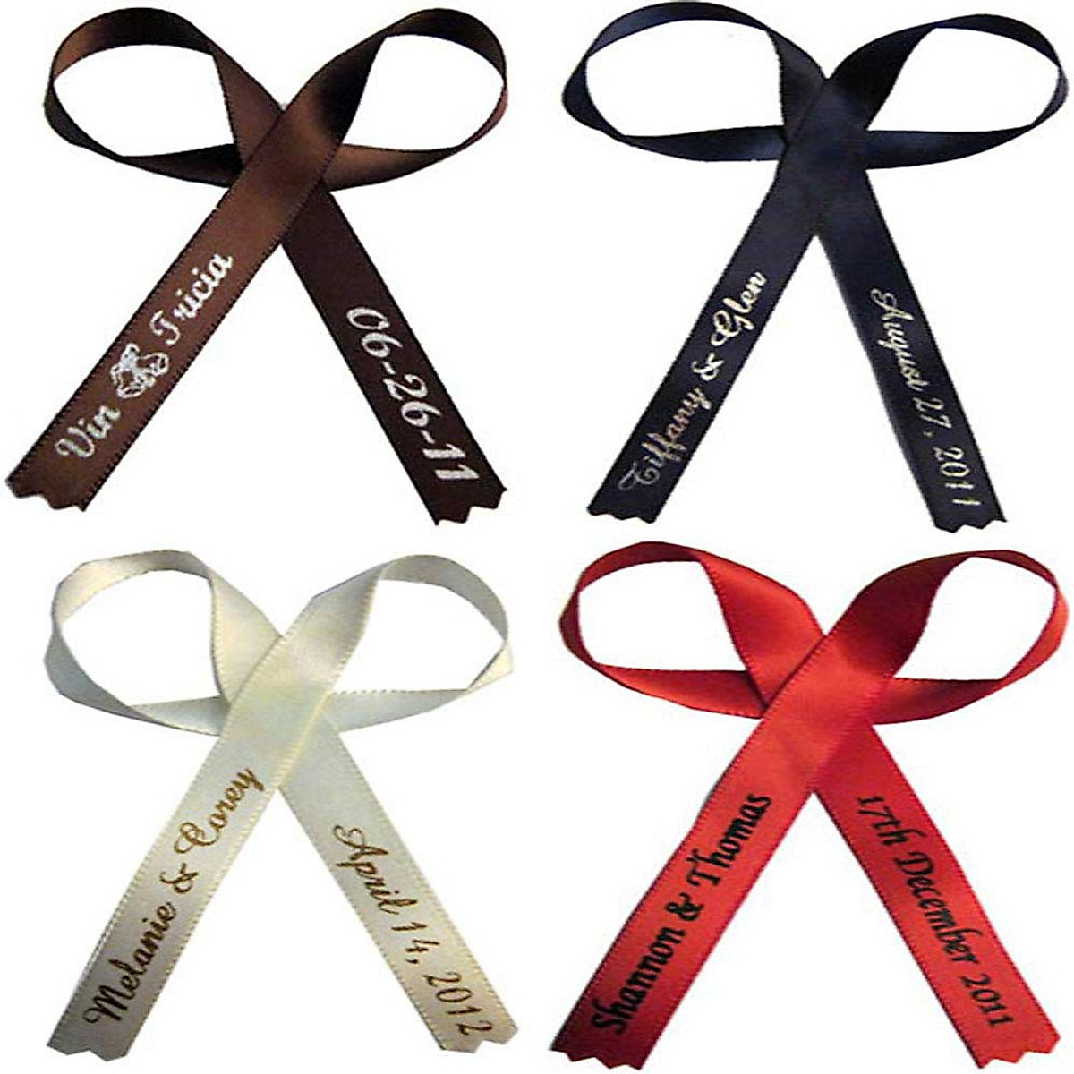 25 Personalized Ribbons Wedding Favor Bow Printed Satin Christmas Communion Baptism Sweet 16 Sweet 15 Baby Shower Bar Bat Mitzvah Custom Party Birthday Quinceanera Graduation - 14" Favor Ribbon