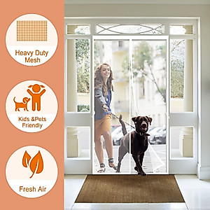 FIRGUNY Magnetic Screen Door Fits Door Size 36 x 80, Screen Size 38"x 81", Fiberglass Mesh Magnets for Doorway, Easy Install,White