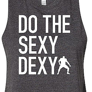 Instant Message - Do The Sexy Dexy - Juniors Cropped Racerback Tank Top - Size Small Heather Charcoal