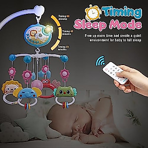 Mini Tudou Crib Mobile with Music and Lights,Baby Mobile for Crib with Hanging Rotating Rattle Toy,Star Projection,400 Lullabies and Timing Function,Remote Control Baby Crib Mobile for Boys Girls