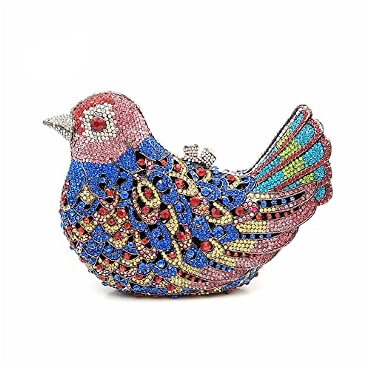 Tngan Women Mini Bird Clutch Full Rhinestones and Crystals Handbag Sparkling Evening Party Purse Shoulder Bag, Multicolor Blue 1