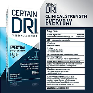 Certain Dri Everyday Strength Clinical Antiperspirant Solid Deodorant, Hyperhidrosis Treatment for Men & Women, Morning Fresh, 2.6oz, 1 Pack
