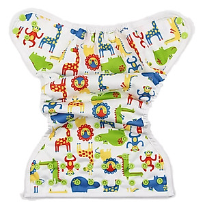 Kawaii Baby 6 Happy Leak-Free Cloth Diaper Covers, Double-Layer adjustable to fit babies 8-36 pounds, Animal Club