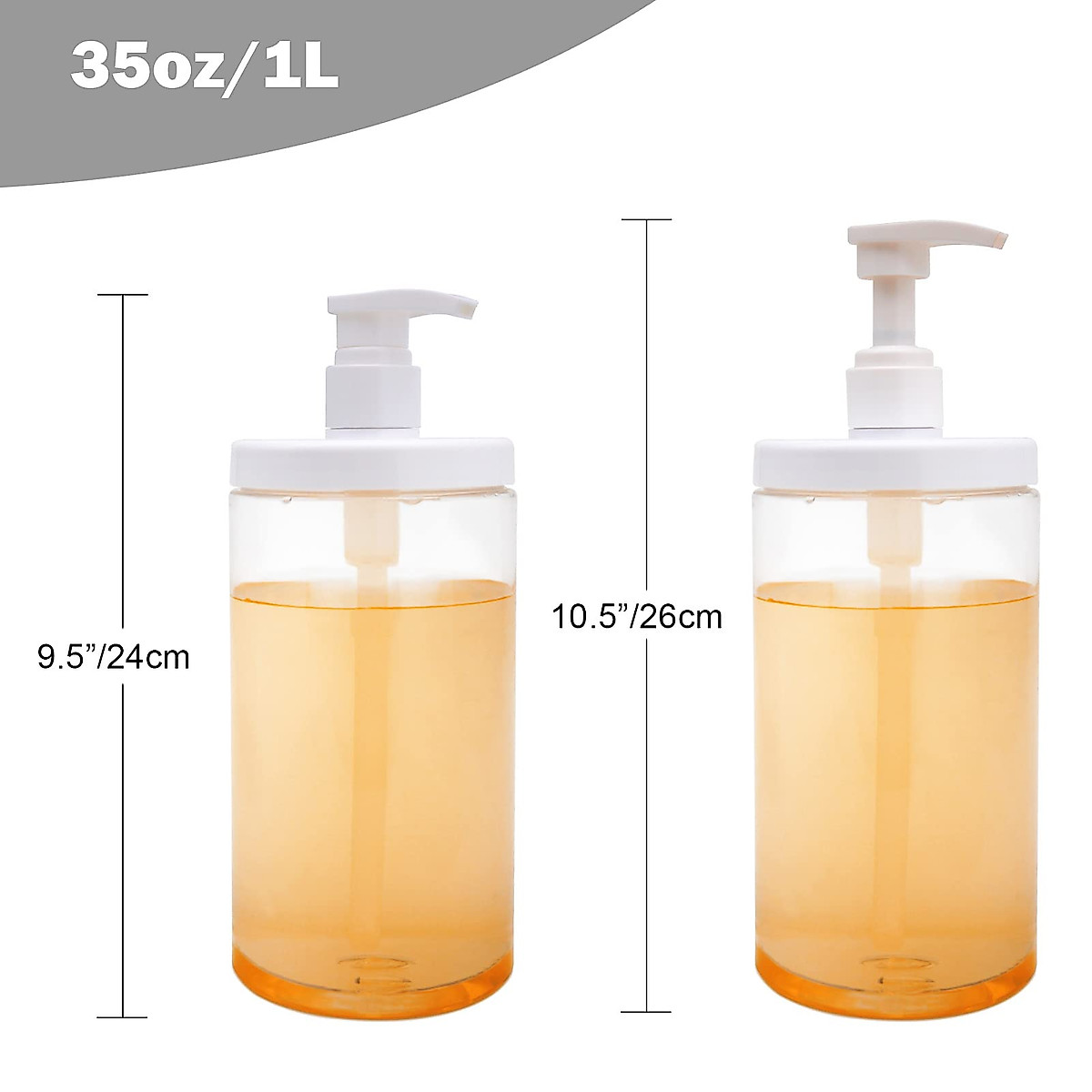 Cosywell Pump Bottle Dispenser Plastic Pump Bottles Refillable Bottles Wide Mouth Jar Style Empty Pump Bottles Bathroom Shower Containers for Lotion Shampoo Conditioner (White, 3X 1000ml)