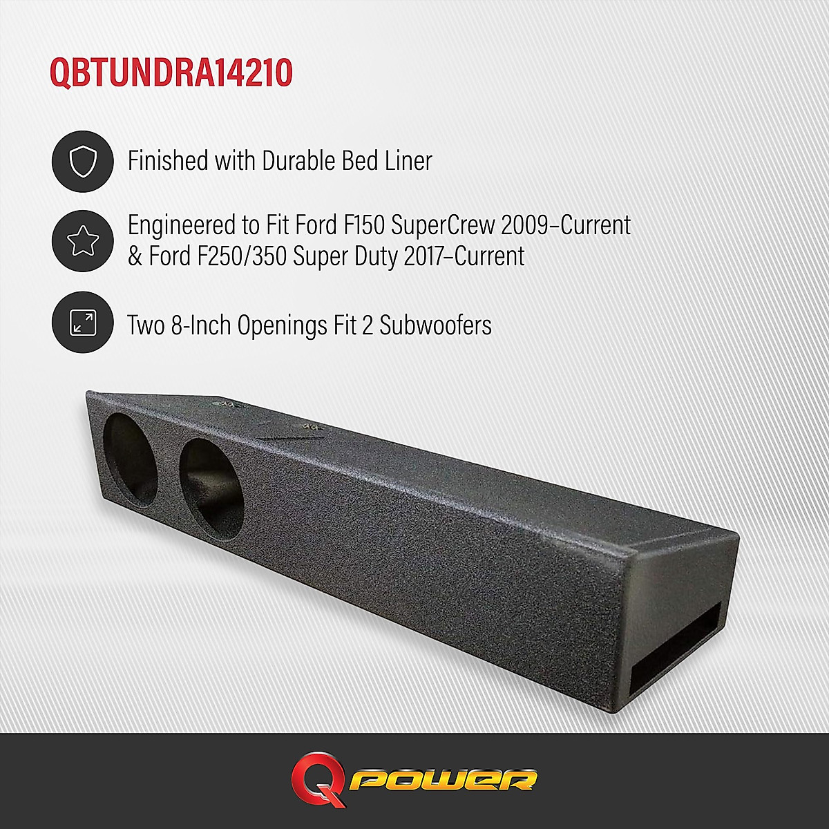 Q Power Easy to Install Durable 8 Inches by 11.25 Inches Dual Port Empty Subwoofer Enclosure Box with Underseat Down Fire and Loud Bass