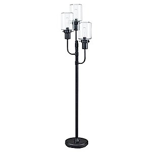 Signature Design by Ashley Jaak Contemporary 60" Floor Lamp with 3 Glass Shades, Bronze