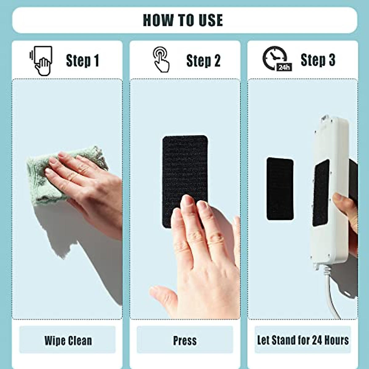 16 Sets 2x4 inch Strips with Adhesive,Heavy Duty Hook and Loop Tape,Carpet Tape,Rug Tape,Strength Backing,Fixing Installing Tape,Wall Hanging No Perforation,Fabric,Couch,Industrial,Office,Household