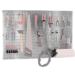 Wall Control 30BAS300GVB 4-Feet Metal Pegboard Basic Tool Organizer Kit with Galvanized Toolboard and Black Accessories, Metallic