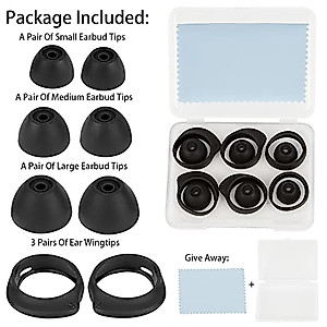 Earbud Tips Wing Tips Earbud Replacement Tips Replacement Earbud Tips Earbuds Replacement Tips Earbud Covers Compatible with Galaxy Buds SM-R170 Headphone 3 Pairs SML+Ear Tips 3 Pairs SML Black