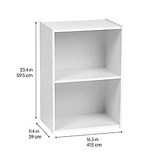 IRIS USA Small Spaces Wood, Bookshelf Storage Shelf, Bookcase, 2-Tier, White (596166)