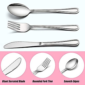 LIANYU 9-Piece Kids Silverware Set, Stainless Steel Toddler Utensils Flatware Set, Child Cutlery Tableware Set for 3, Include Knife Fork Spoon, Mirror Finished, Dishwasher Safe