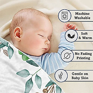 Arteaga Personalized Baby Blankets for Boys, Customized Baby Blankets for Boys, Woodland Animals Baby Blanket, Best Gift for Baby, Newborn, New Mom, Super Soft Plush Fleece, 30''x40''