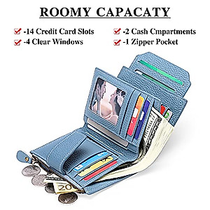 FALAN MULE Small Wallet for Women Genuine Leather Bifold Compact RFID Blocking Small Womens Wallet