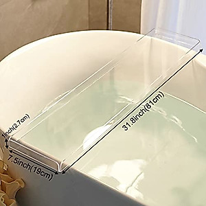Bathtub Tray, NEWRAIN Clear Acrylic Bath Tub Tray Table for Luxury Bathroom,Bath Caddy Tub Table, Bathtub Accessories & Bathroom Gadgets
