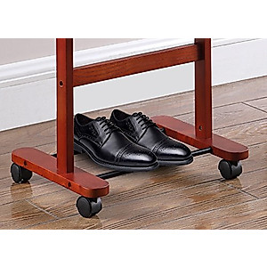 Proman Products Deluxe Suit Valet Stand VL36204 with Top Tray, Slide Out Tray, Contour Hanger, Trouser Bar, Tie & Belt Hooks and Shoe Rack, 17" W x 13" D x 41" H, Dark Cherry