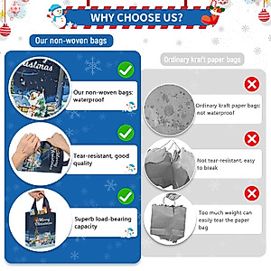 DECHISY 12Pack Small Christmas Gift Bags, Non-woven Reusable Christmas Bags,12 Different Style Christmas Tote Bags with Handles, Holiday Gift Bags for Christmas Presents, Kids, Xmas Party Favors